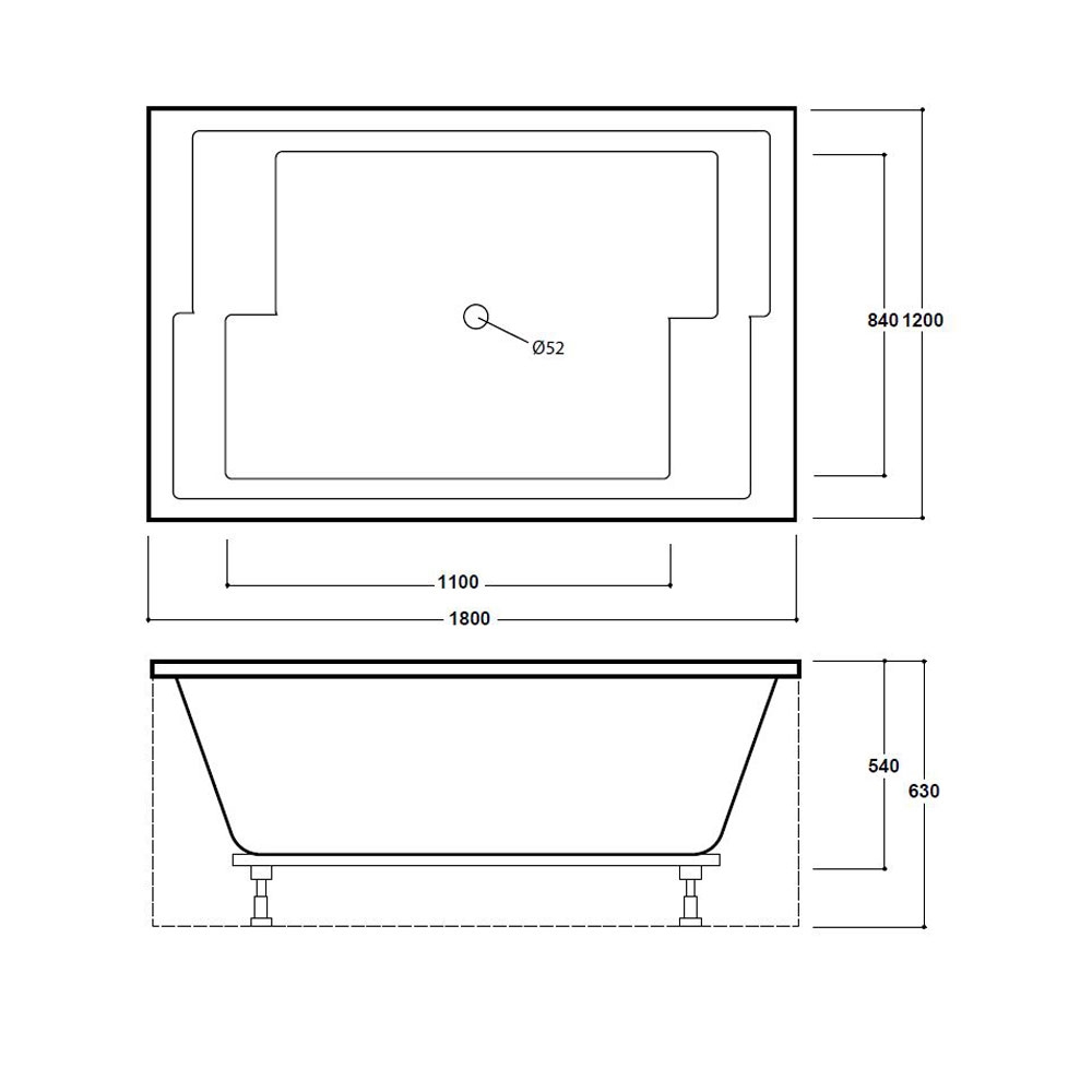 Synergy Dupla 1800mm Modern Double Ended Bath White