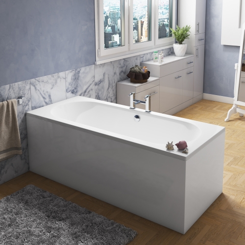Double Ended Straight Bath No Tap Holes 1700x700 (Round) White
