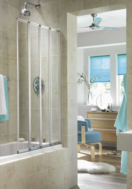 Buy Aqualux 4 Folding Bath Screen Chrome Clear